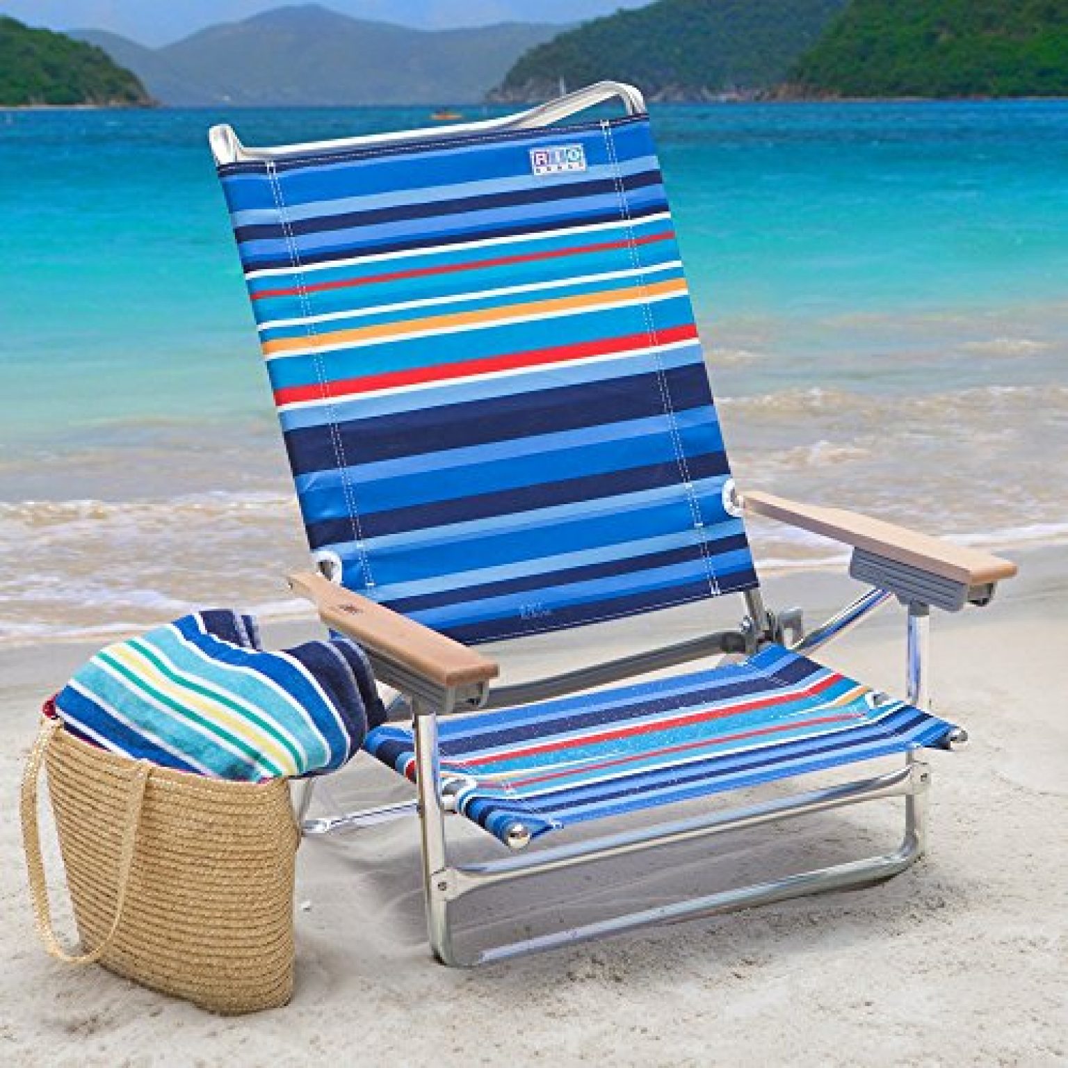 Rio Brands 5 Position Classic Lay Flat Beach Chair - Camp Stuffs