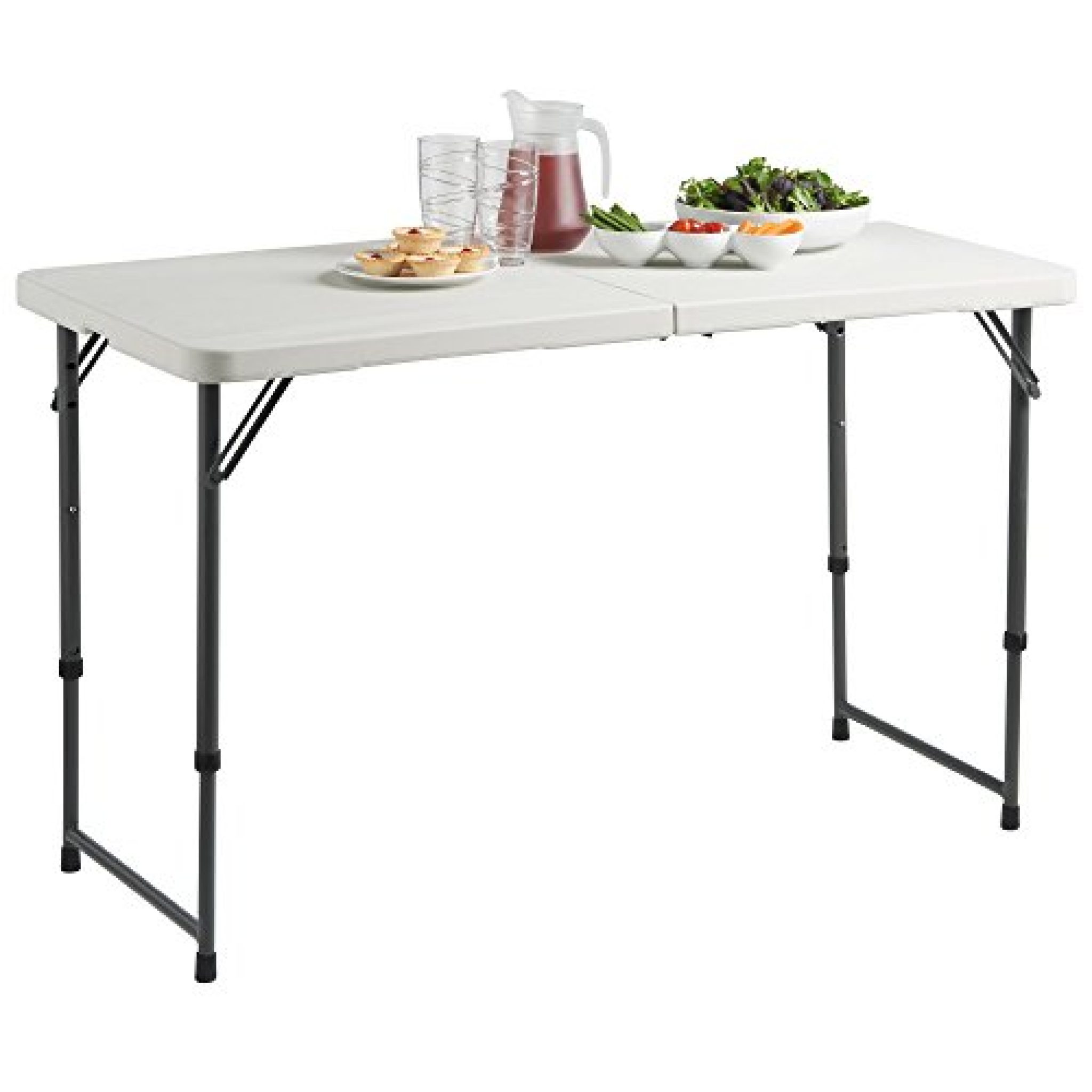 VonHaus 4ft Adjustable Height Folding Trestle Table for Picnic/Garden ...