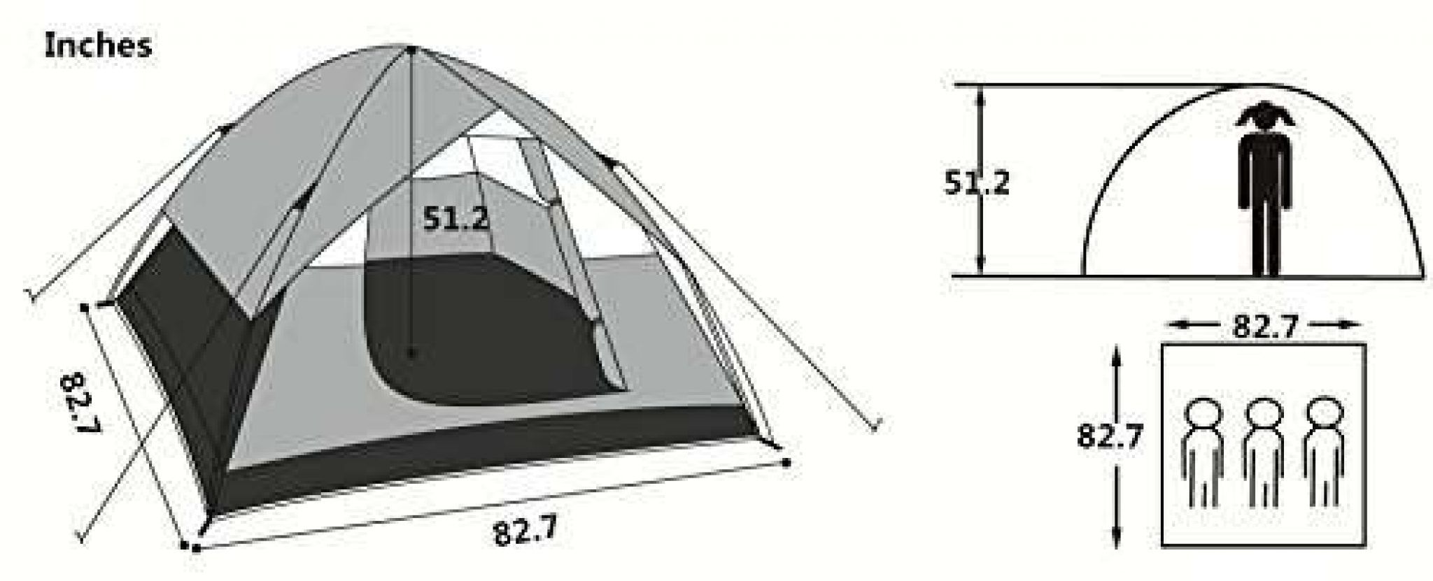 Semoo Large Door, 3-Person, 3-Season Lightweight Water Resistant Family ...