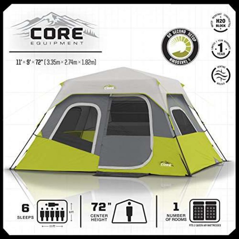 CORE 6 Person Tent - Instant Cabin Core Tents - Camp Stuffs