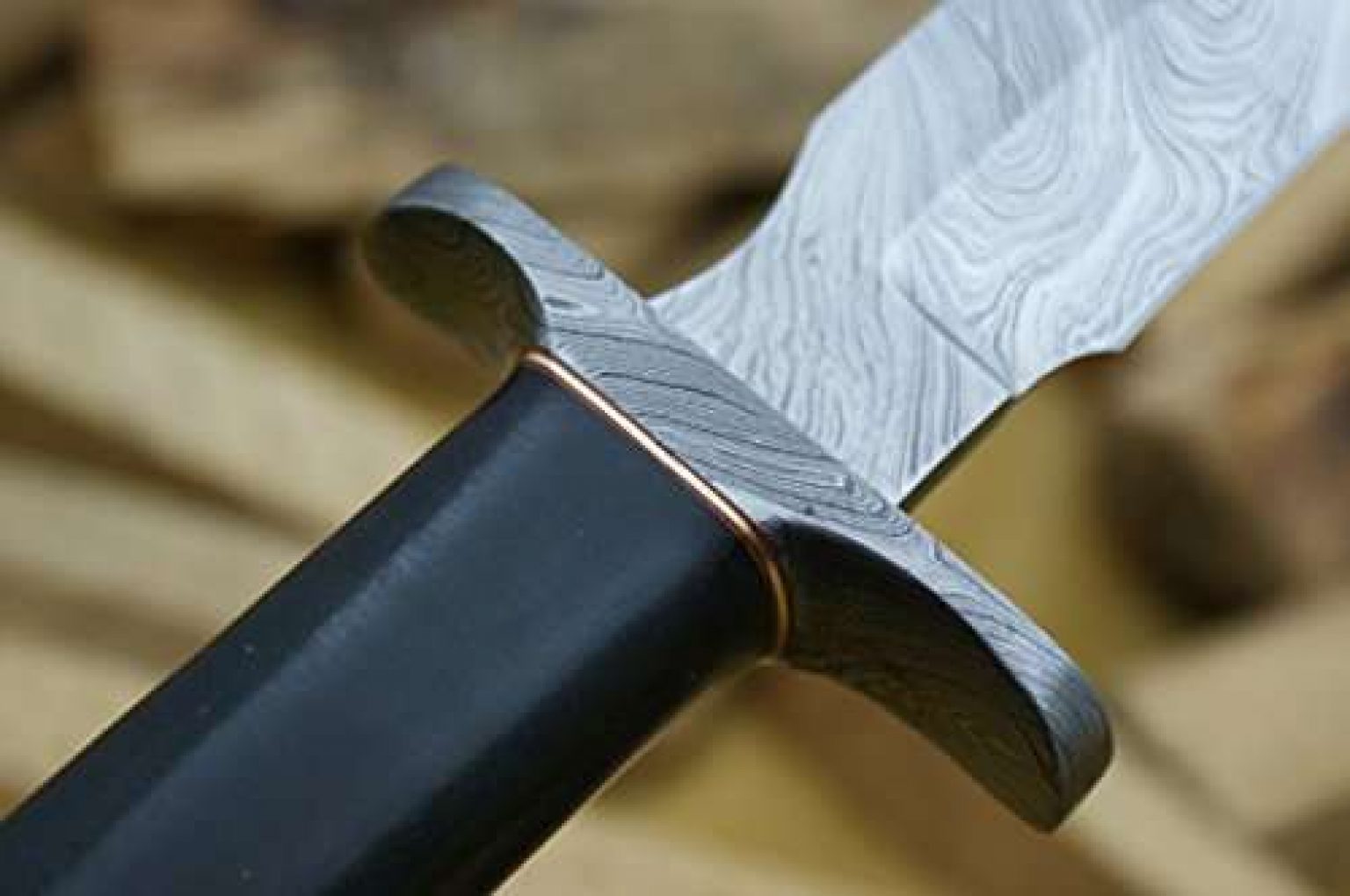 Knife King Model 1 Custom Damascus Hunting Knife Black Micarta Handle ...